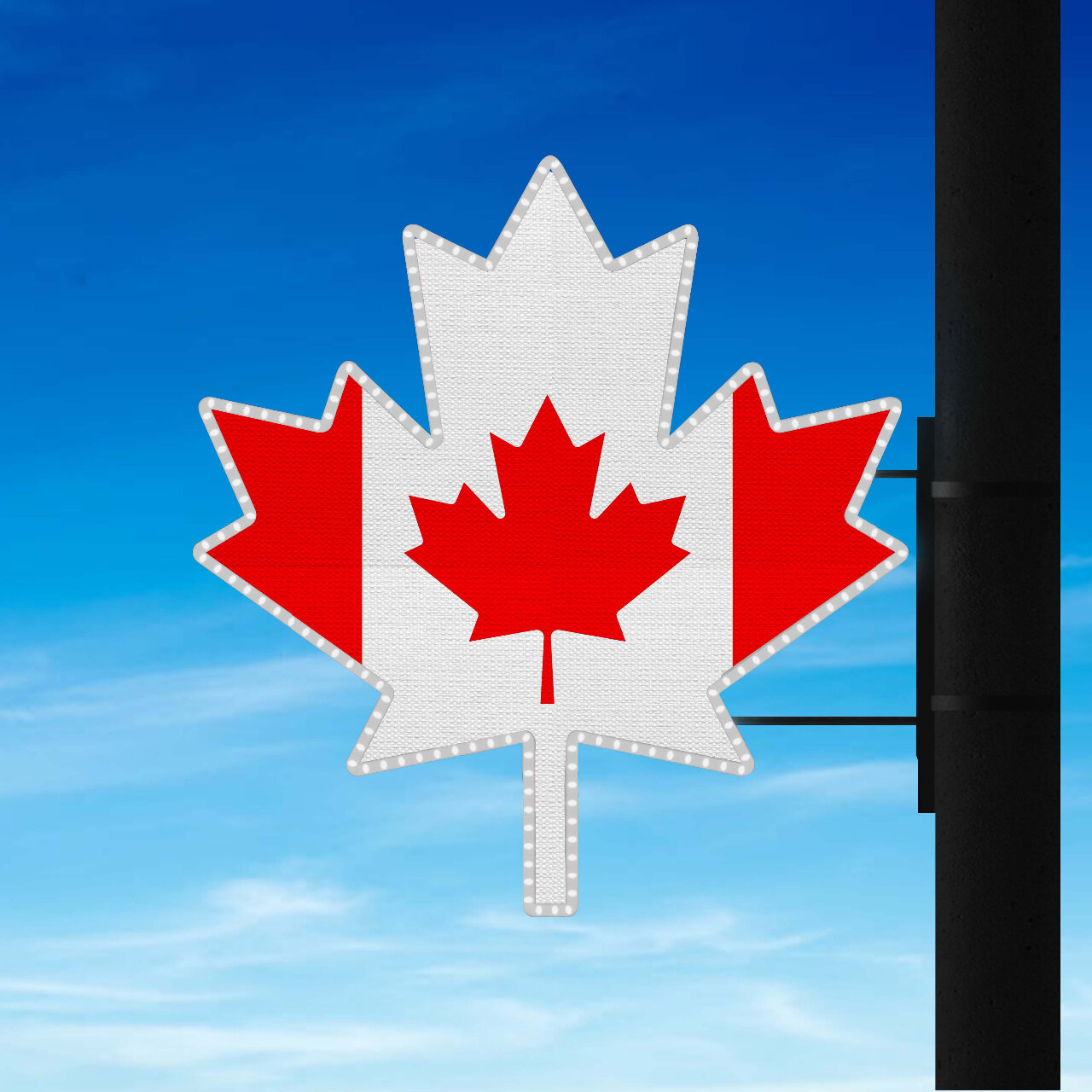 Illuminated Maple Leaf & Canada Flag Display