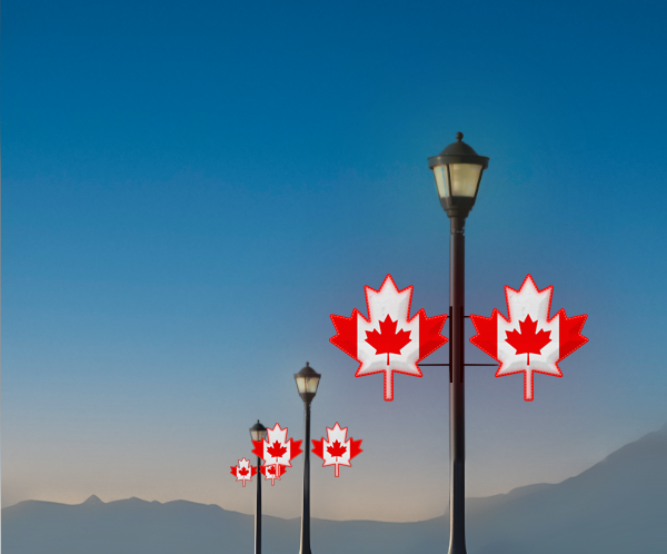 Illuminated Maple Leaf & Canada Flag Display